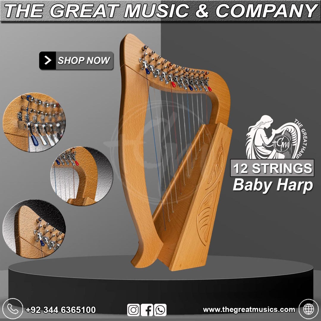 12 String Baby Harp Lever Harp Perfect for Aspiring Harpists by the ...