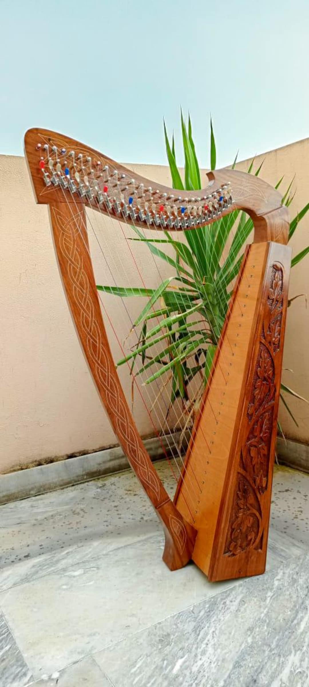 27 Strings Celtic Lever Harp, Folk Harp, Irish Music | Handmade With ...