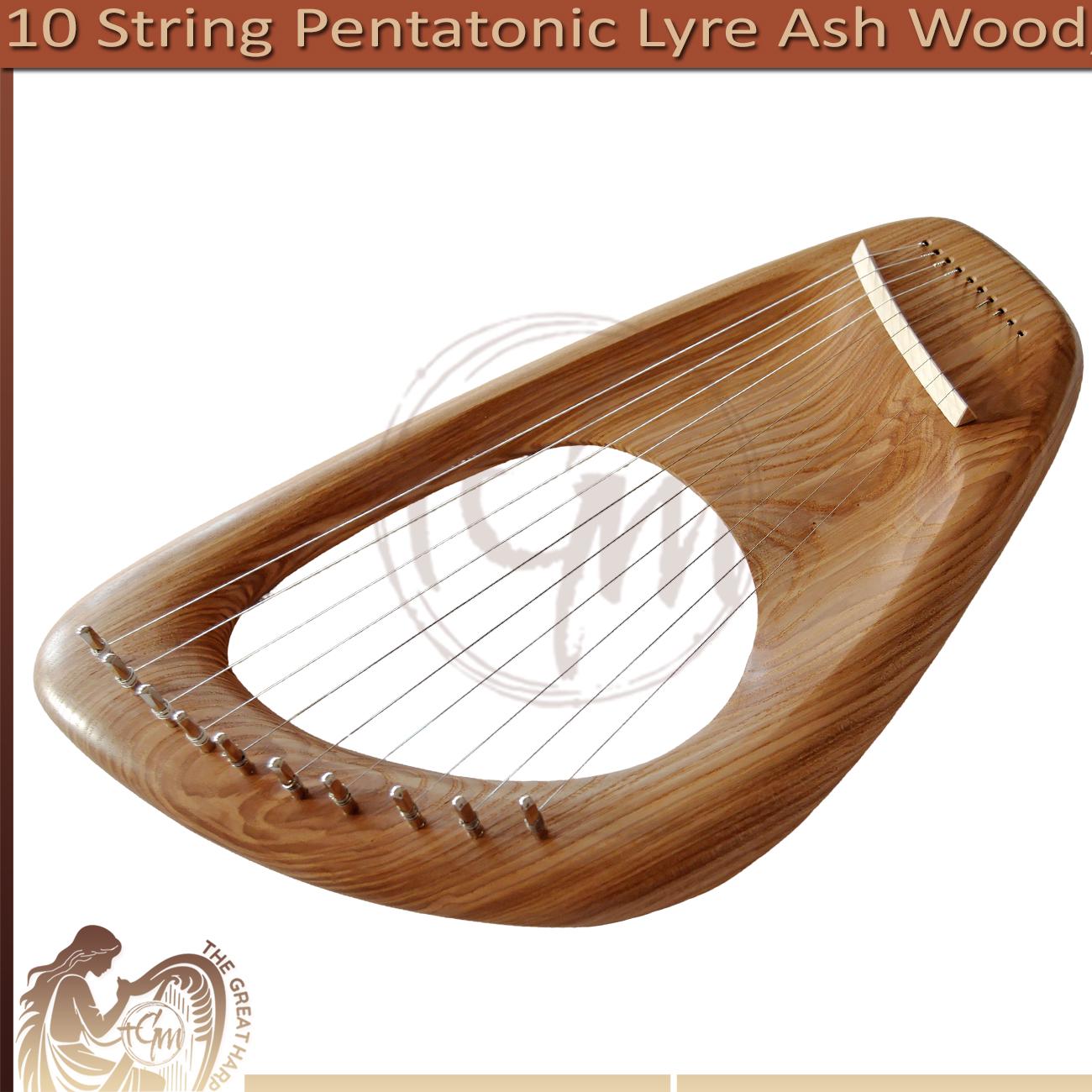 10 String Pentatonic Lyre Harp | Handcrafted Ash Wood Musical ...