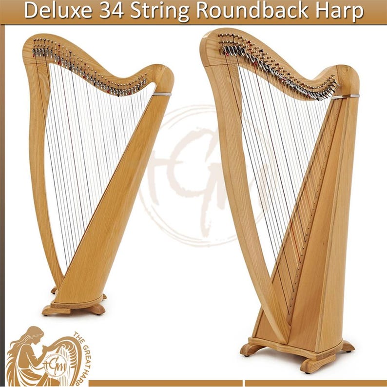 Deluxe 34 String Round Back Harp by the Great Music's Natural - Etsy
