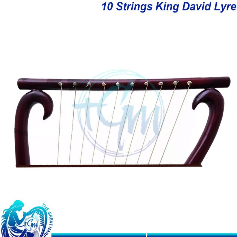 10 Strings Harp King David Lyre Irish Highland Solid Meggido With Key ...