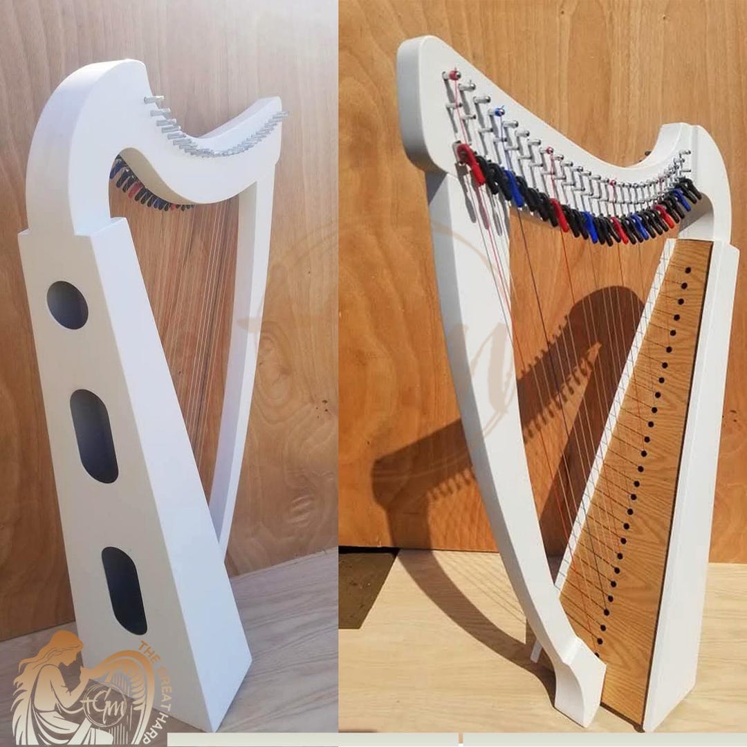 27 String Harp White Beautifully Crafted Harp Levers Harp by the Great ...