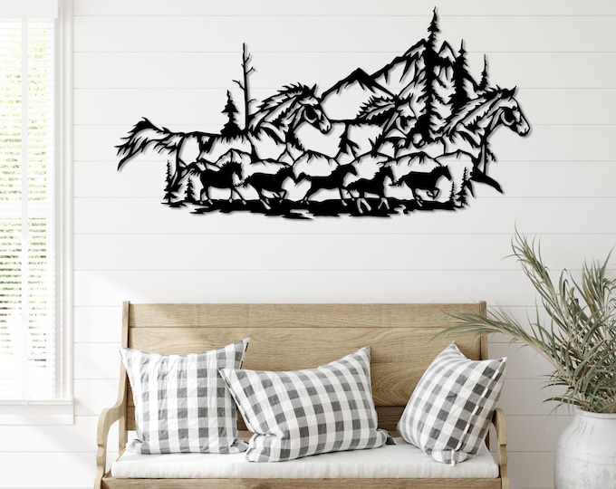 Laufende Pferde SVG-Bundle, Wildpferd Silhouette Dxf, Reiter Metallwand ...