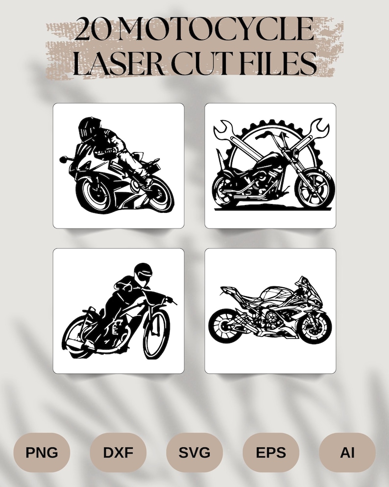 20 Motorcycle Laser Cut Files Bundle SVG DXF Png Eps Ai | Biker ...