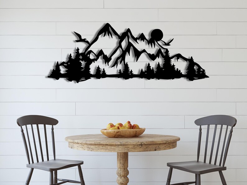 Forest Moon Mountain SVG DXF EPS Png Ai | Night Landscape Nature Metal ...