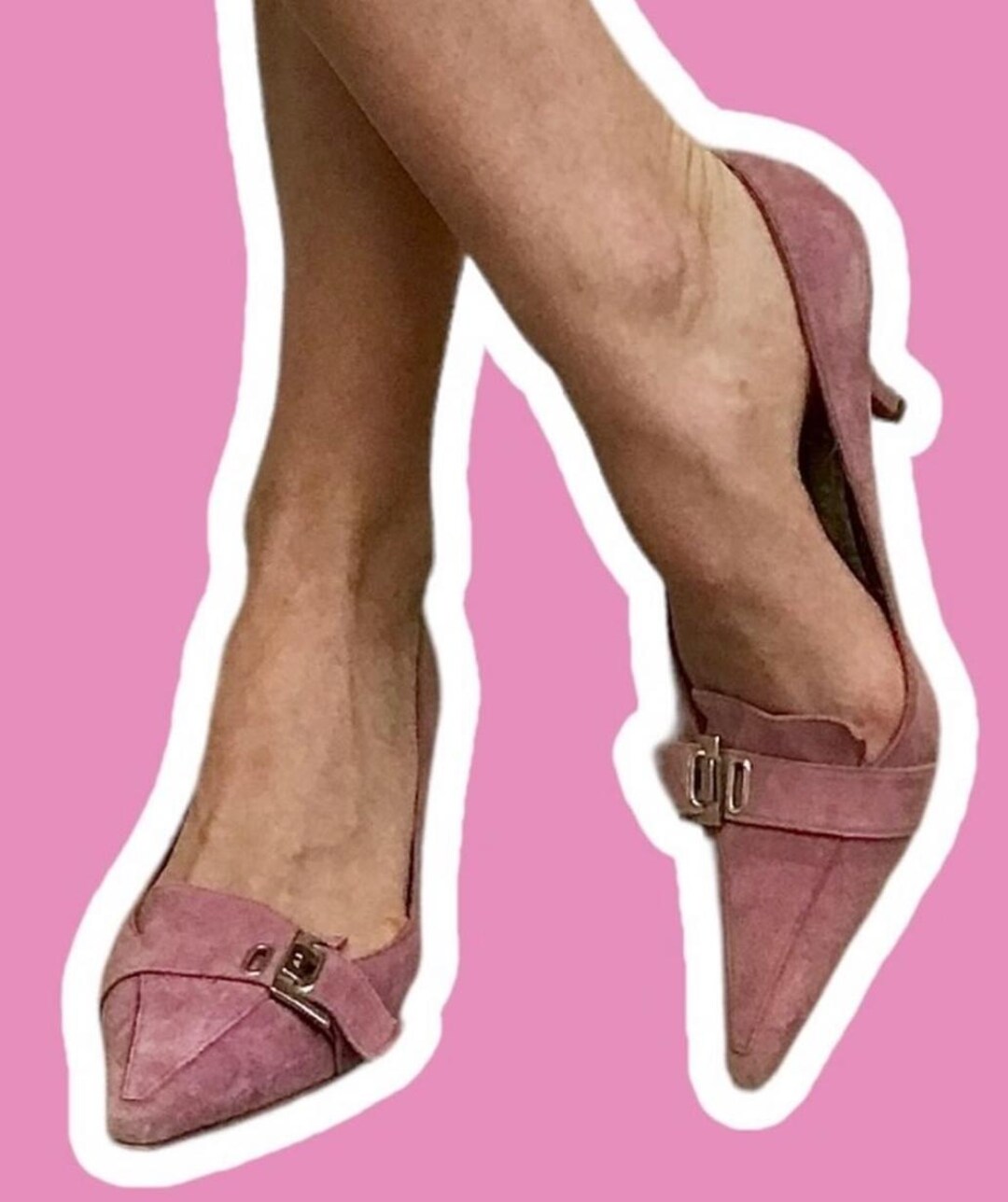 Pink Suede Low Heel Pumps: Laura Ashley 90s Leather Shoes - Etsy