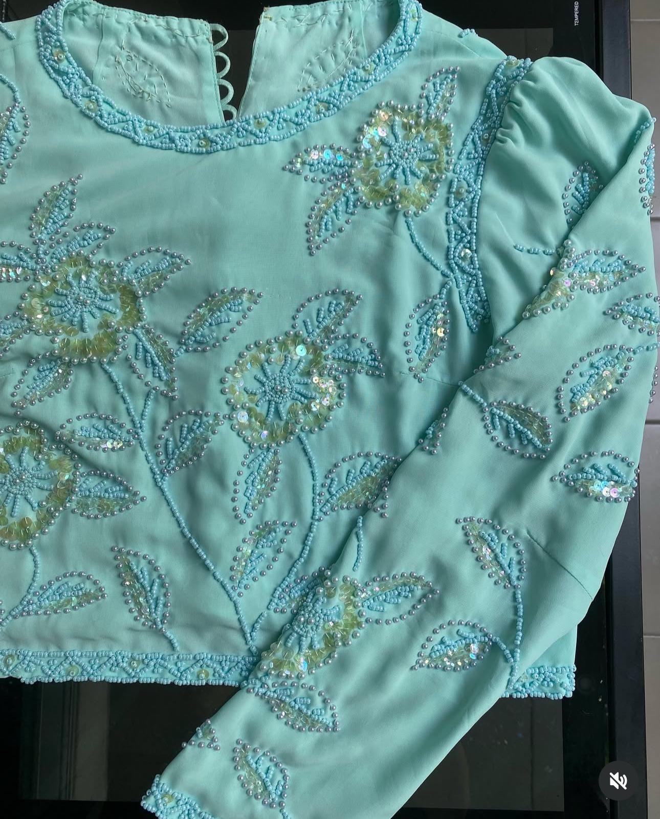 Beautiful Blouse Turquoise Color With Beadwork - Etsy