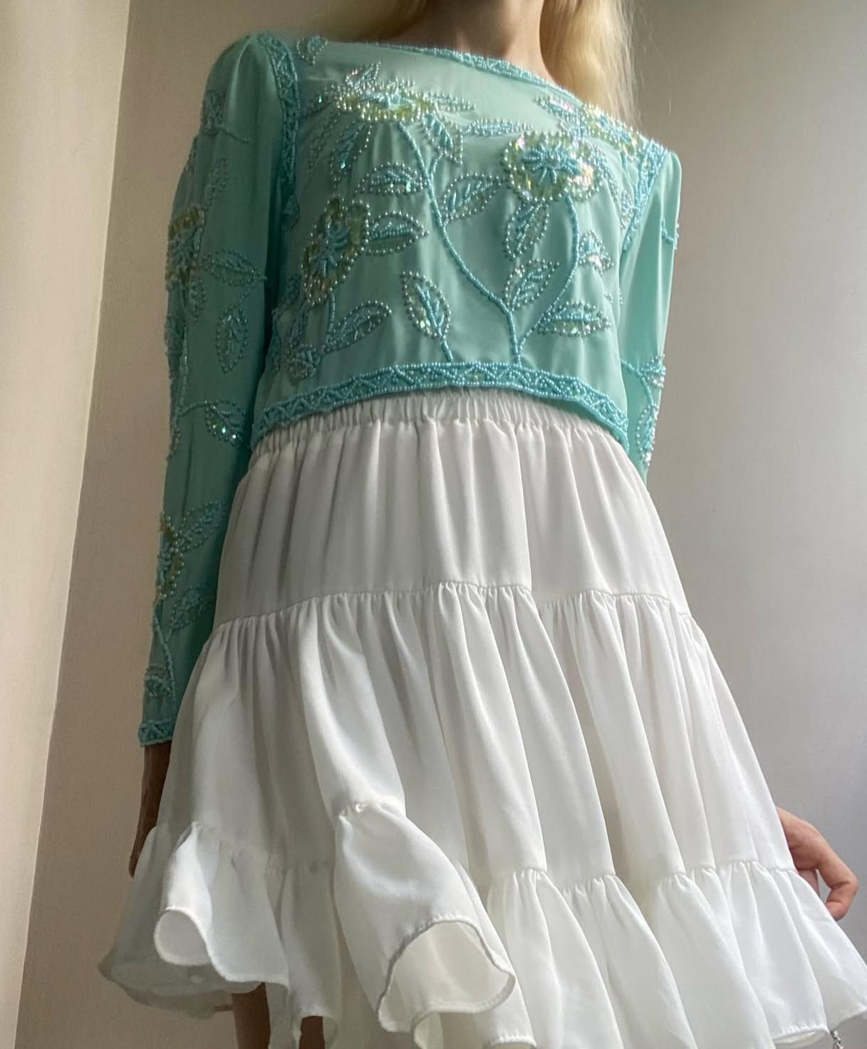 Beautiful Blouse Turquoise Color With Beadwork - Etsy
