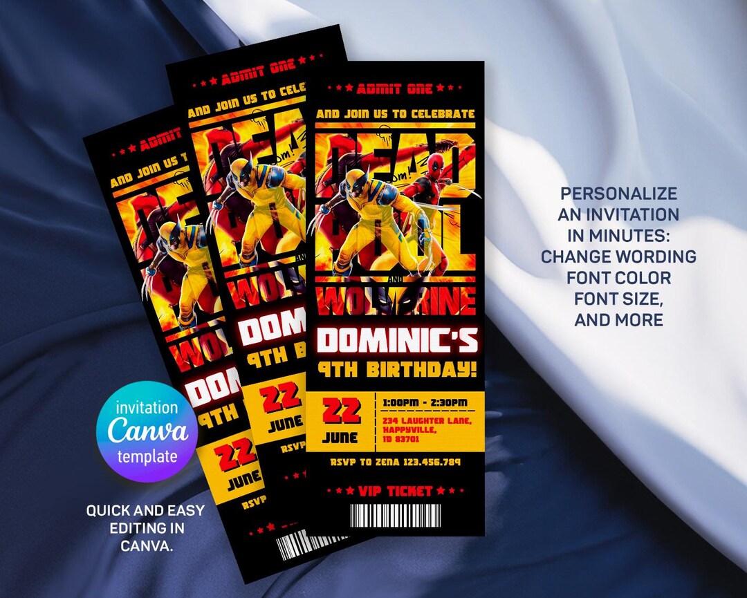 Editable Deadpool and Wolverine Birthday Invitation, Wolverine Deadpool ...