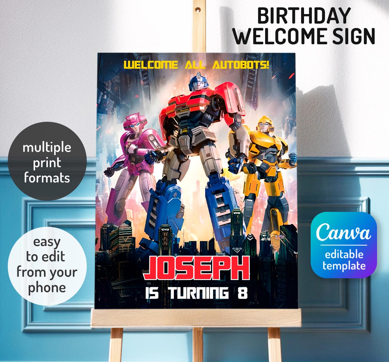 Transformers Welcome Sign In, Printable Birthday Party Rescue Bots ...
