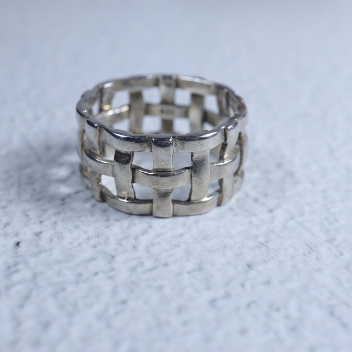 Vintage Sterling Silver Basket Weave Ring, UK S Size , US 9 1/8 Size ...
