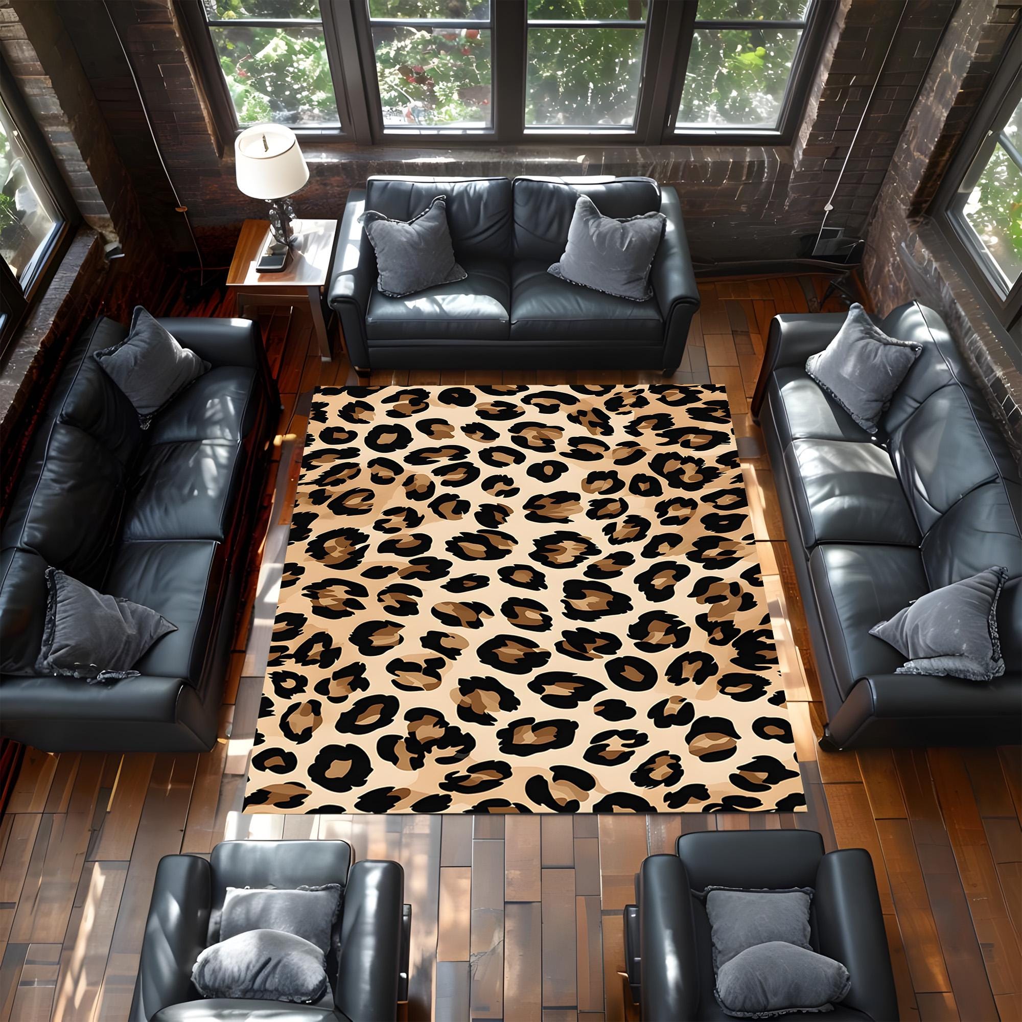Leopard Print Area Rug, Modern Animal Print Carpet, Large Soft Living ...