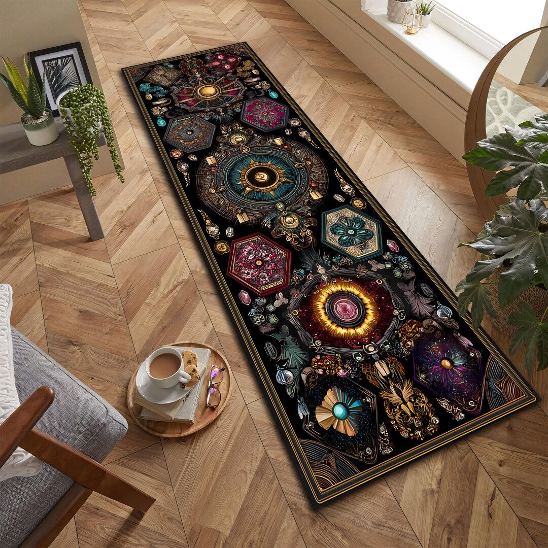 Luxury Bohemian Mandala Runner Rug,colorful Gemstone Pattern Carpet ...