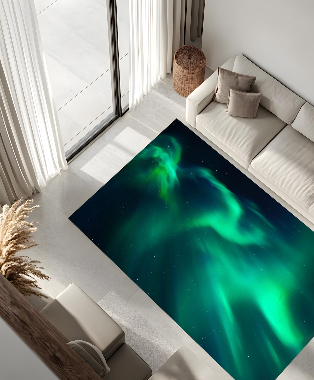 Northern Lights Area Rug, Aurora Borealis Galaxy Rug, Modern Abstract ...