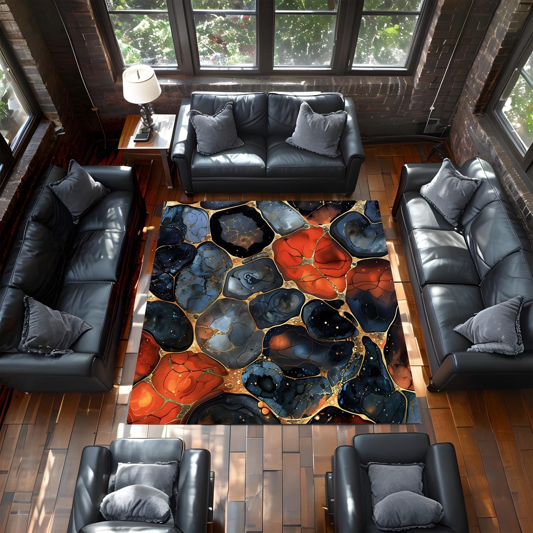 Luxury Abstract Art Rug, Modern Area Rug for Living Room, Large Geode ...