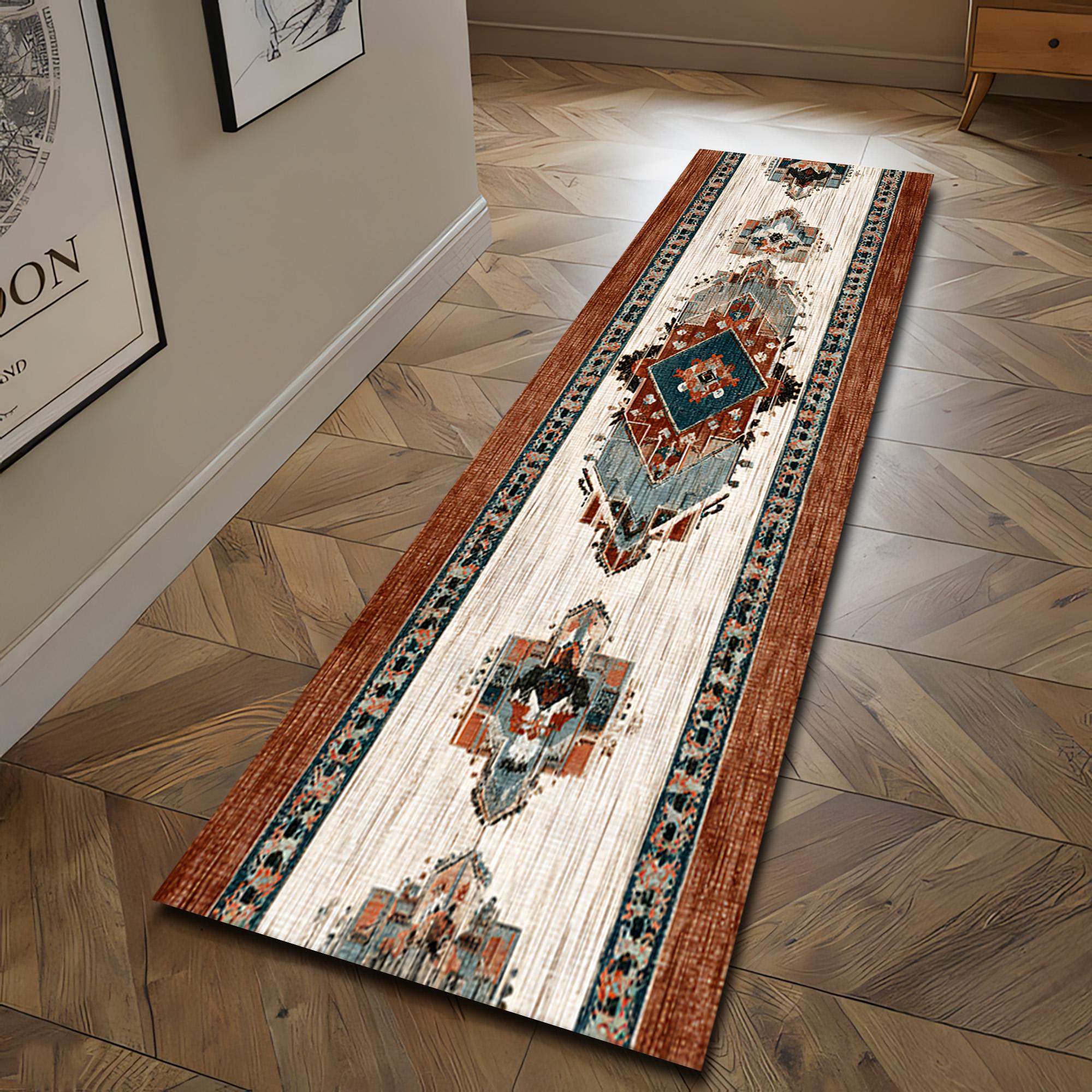Southwestern Runner Rug, Boho Tribal Pattern Carpet, Rustic Long Area ...