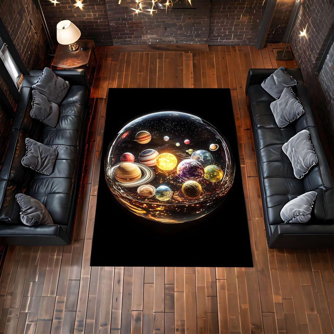 Galaxy Planet Area Rug, Solar System Floor Mat, Space Themed Rug ...
