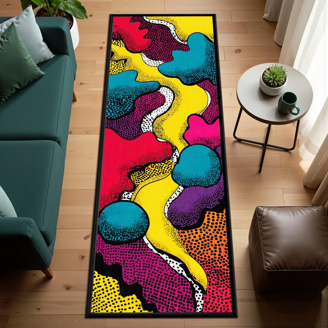 Pop Art Abstract Runner Rug Bold Color Graphic Floor Decor - Etsy