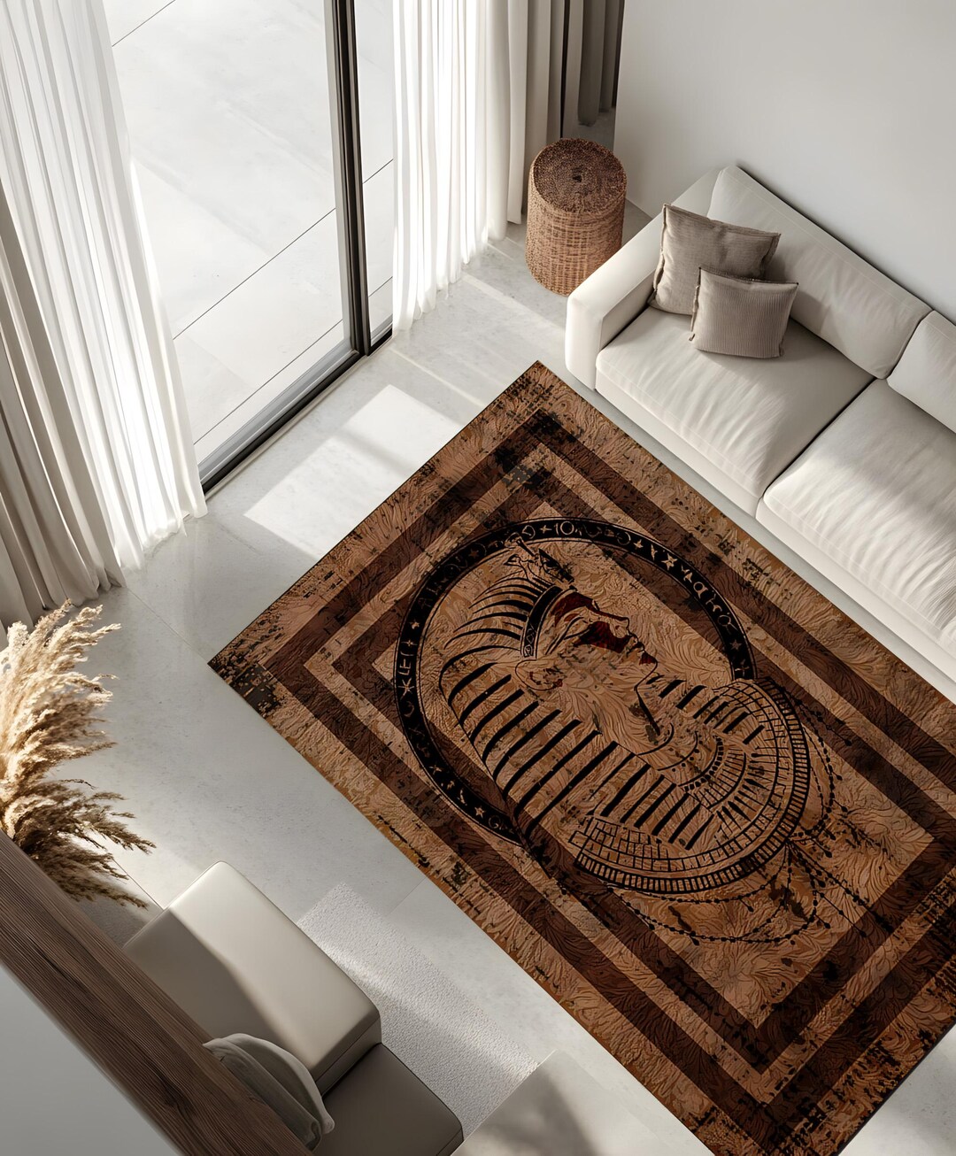 Egyptian Pharaoh Area Rug, Boho Ancient Egypt Floor Decor, Mystical ...