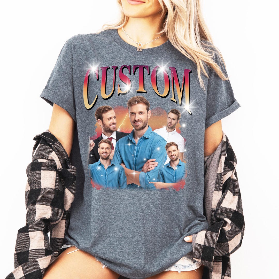 Custom Vintage Rapper Tee, Personalized Screen Print T-shirt, Plus Size ...
