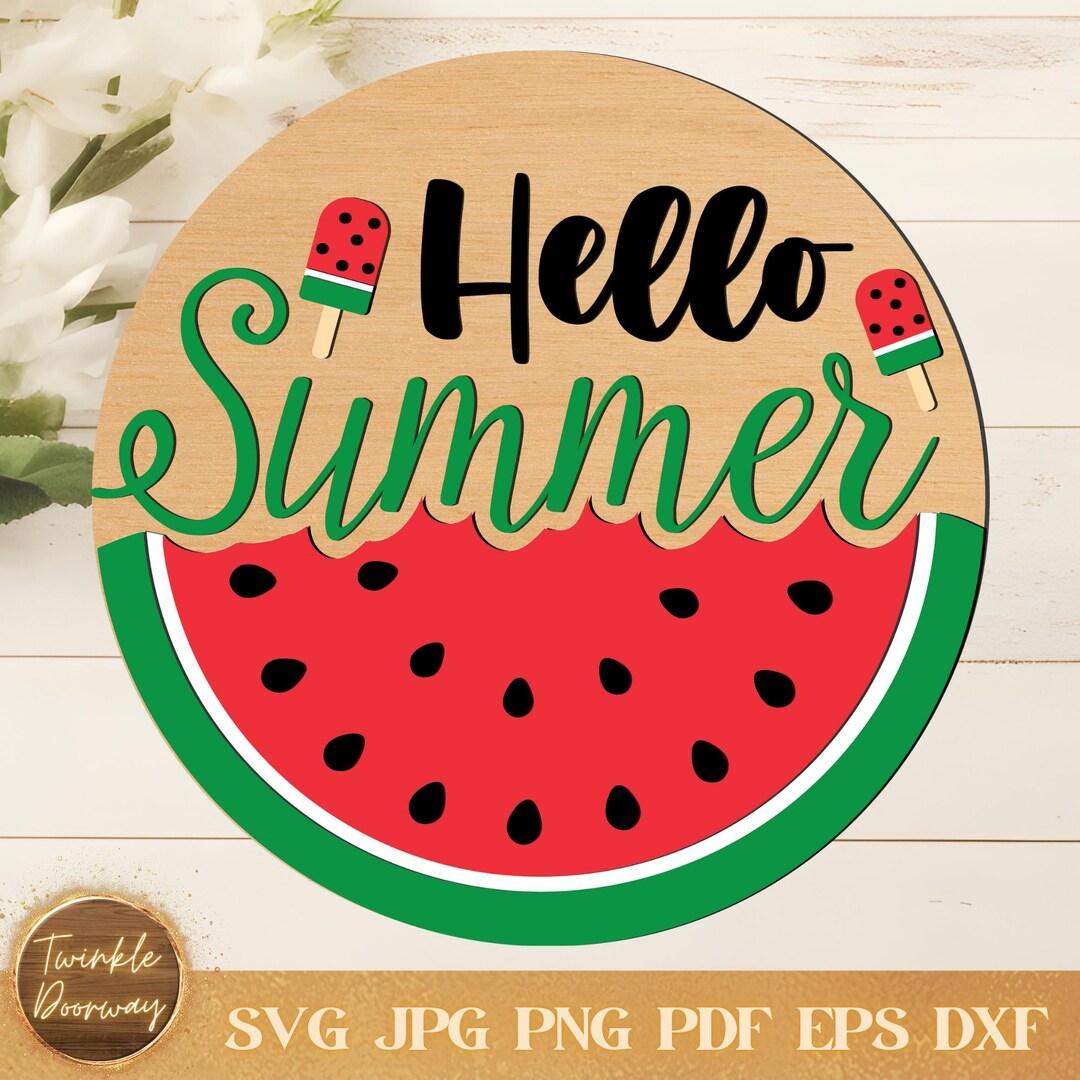 Watermelon Summer Sign: Laser Cut Door Hanger SVG (digital Download) - Etsy