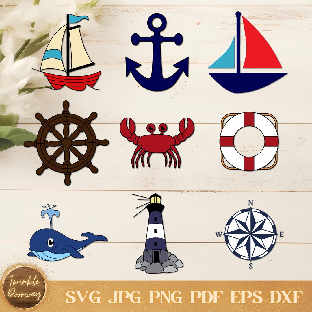 Nautical Bundle, Digital Download, Ocean SVG Files, Glowforge Laser ...
