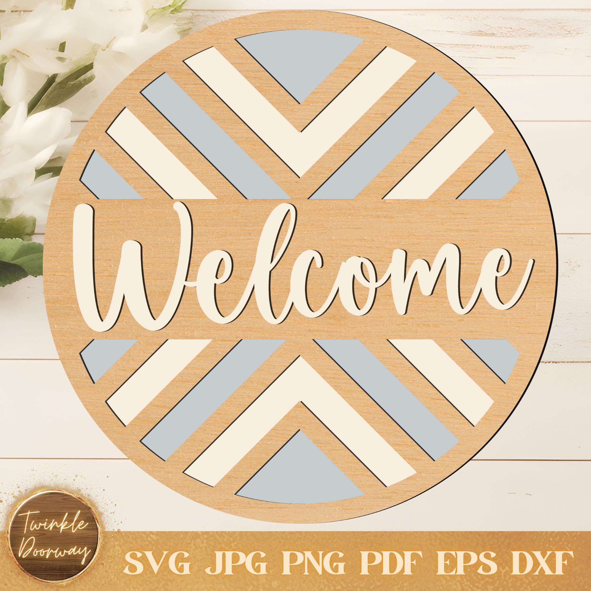 Welcome Geometric Sign, Digital Download, Modern Door Hanger SVG ...