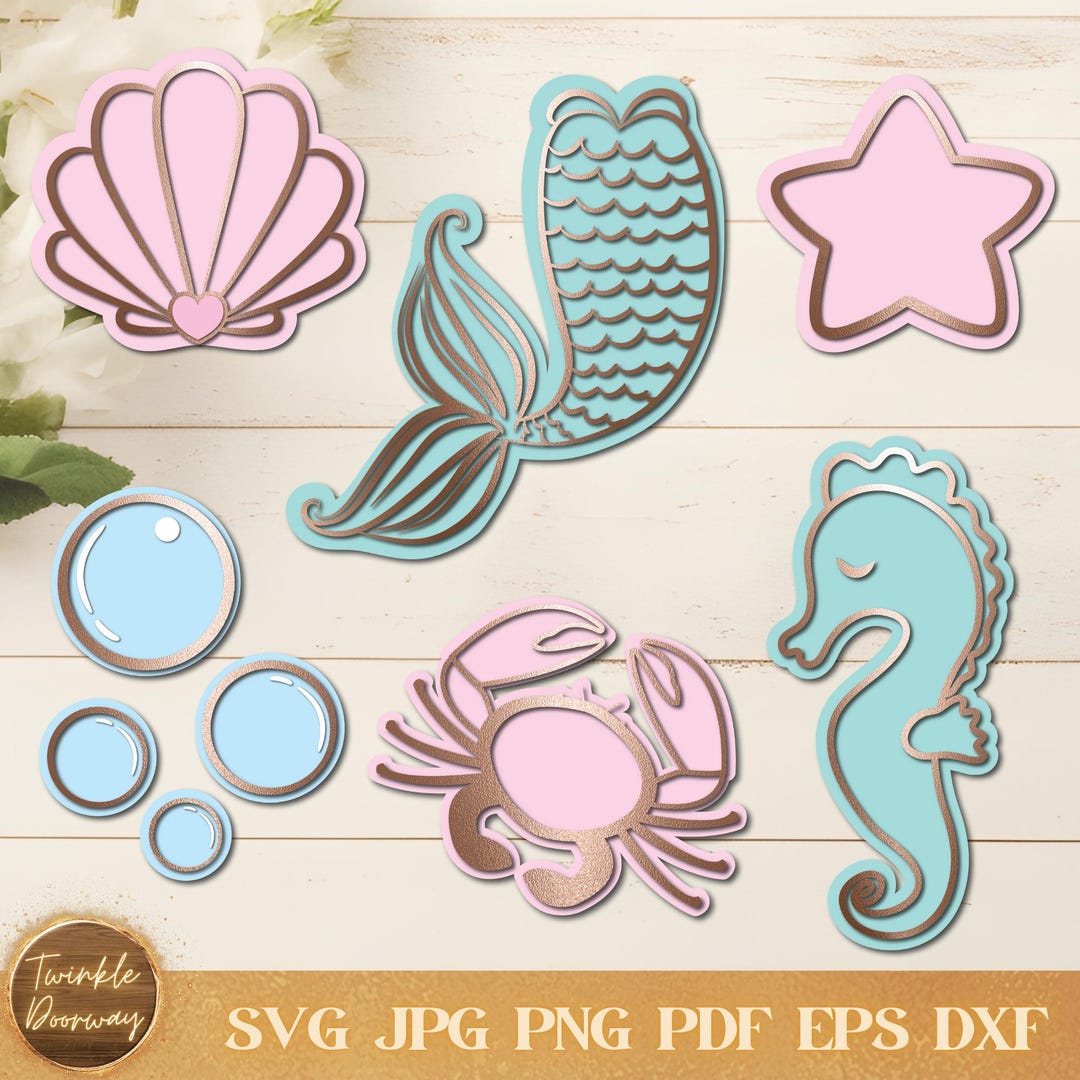 Mermaid Tail Bundle, Digital Download, Ocean Theme Sign SVG, Glowforge ...