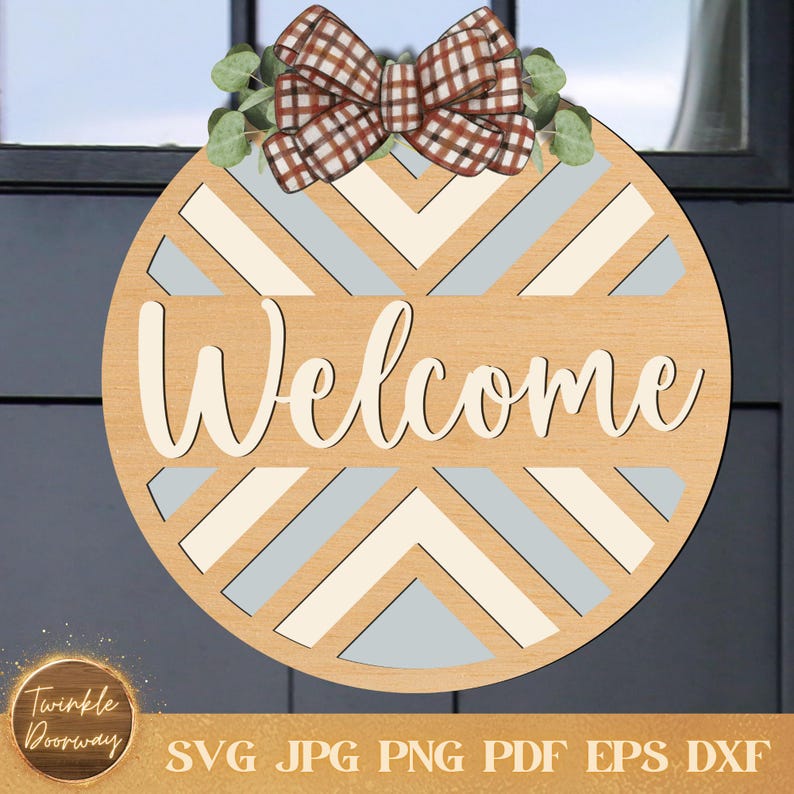 Welcome Geometric Sign, Digital Download, Modern Door Hanger SVG ...