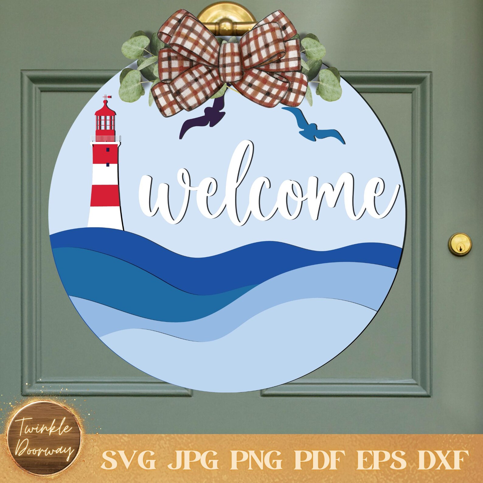 Nautical Welcome Sign, Digital Download, Beach Door Hanger SVG ...