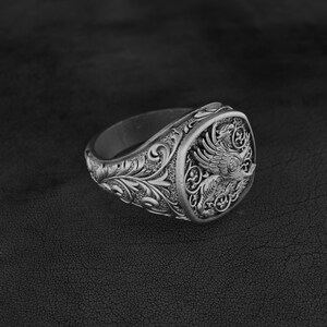 Griffin Square Signet Ring – Sterling Silver Mythical Creature Ring ...