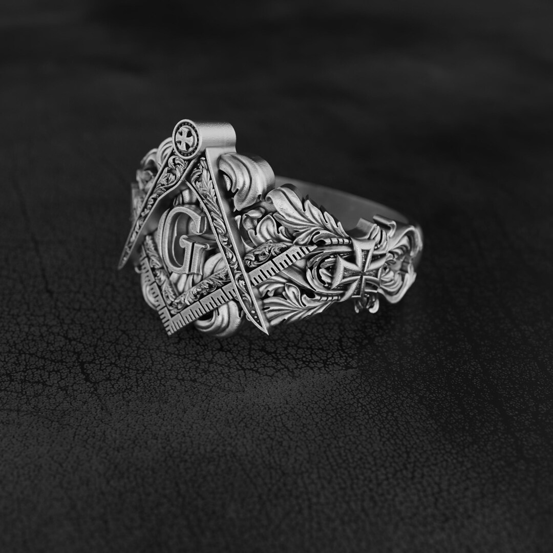 Masonic Ring, Sterling Silver Freemason Ring, Master Mason Jewelry ...