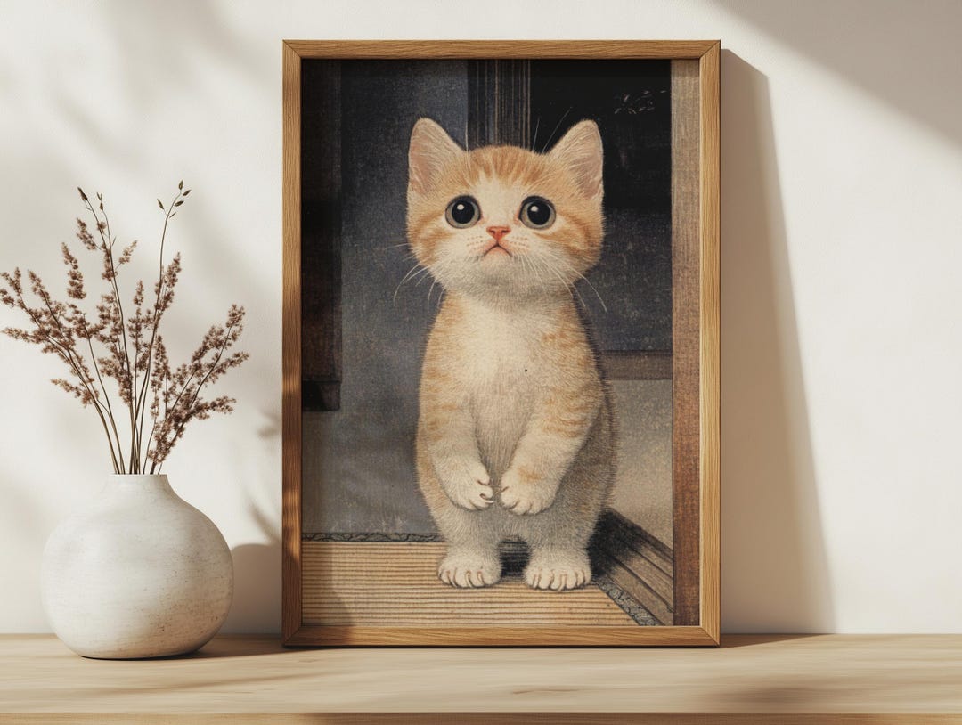 Cat Standing up Crying | Meme Art Re-imagined in Ukiyo-e Japanese Art ...
