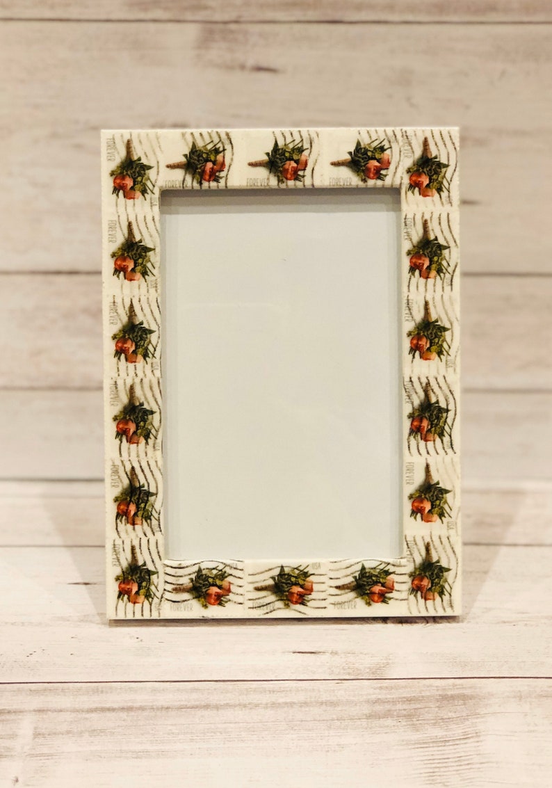 Flower Bouquet Postage Stamp Frame holds 4x6 Photo | Etsy