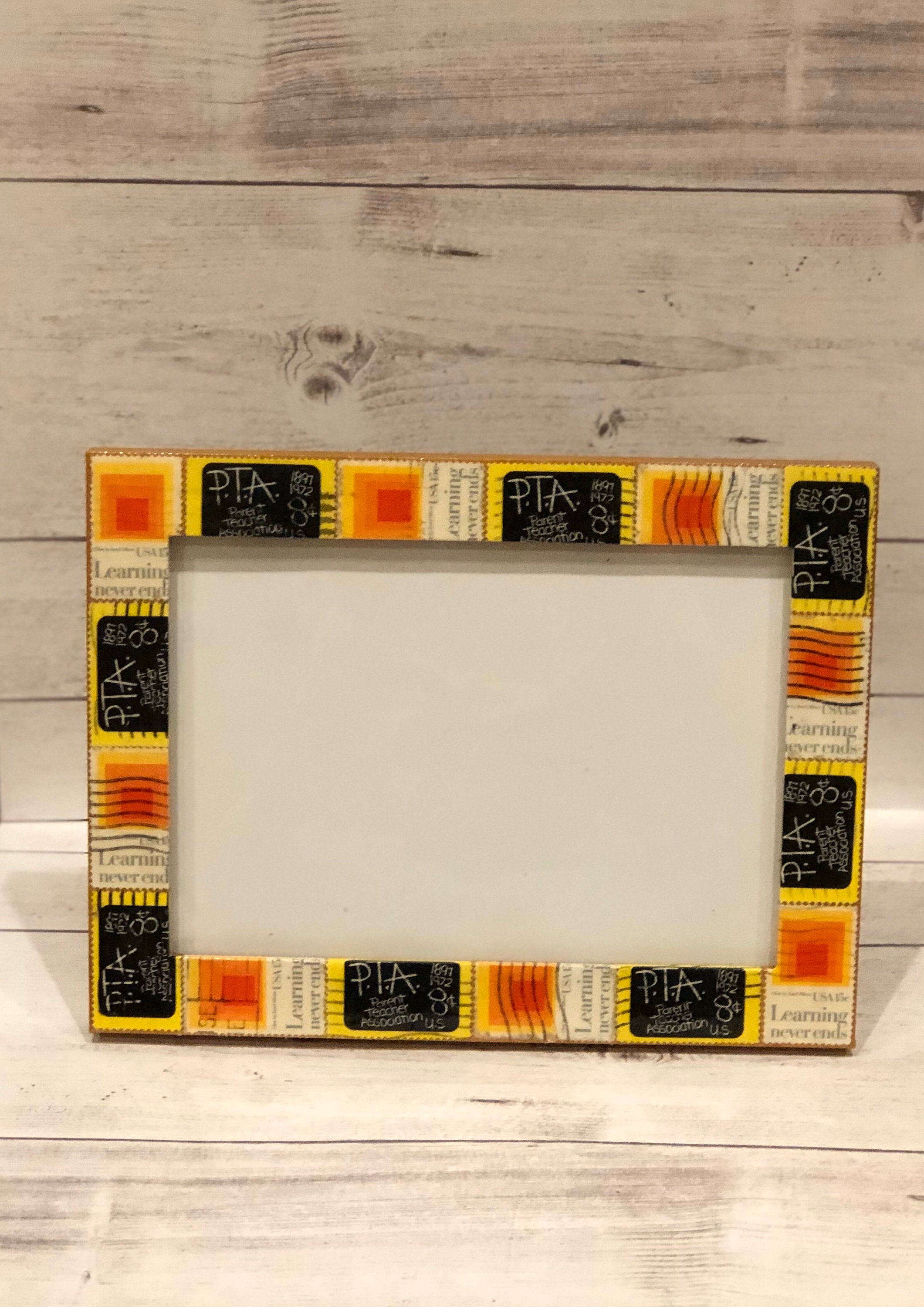 Learning Never Ends/ PTA Postage Stamp Frame (holds 5x7 Photo) - Etsy