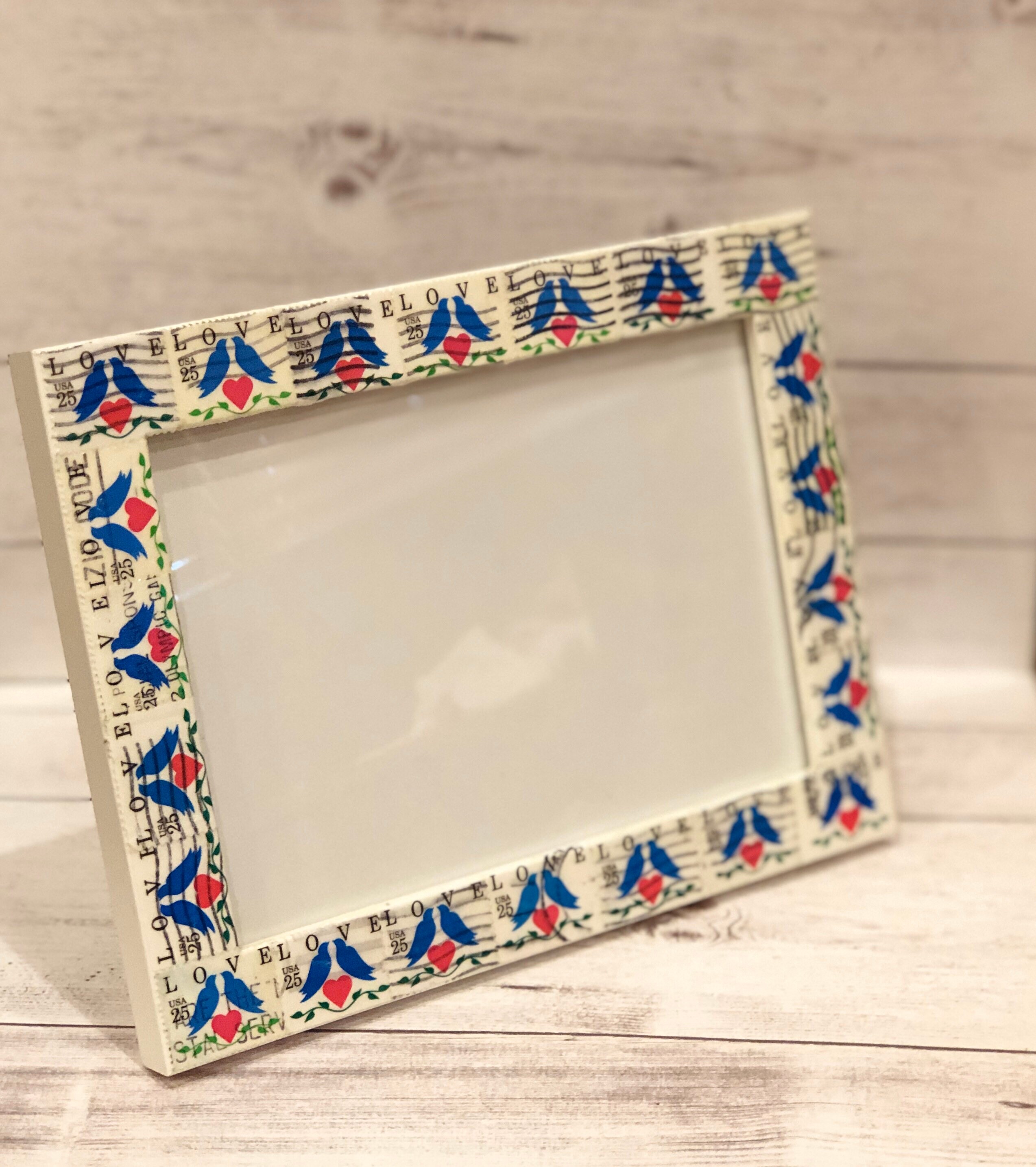 Blue Birds Love Postage Stamp Frame holds 5x7 Photo - Etsy