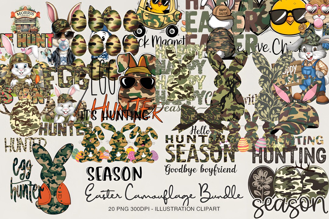 Easter Camouflage Clipart PNG Bundle | Military Egg Hunt | Camo Bunny ...