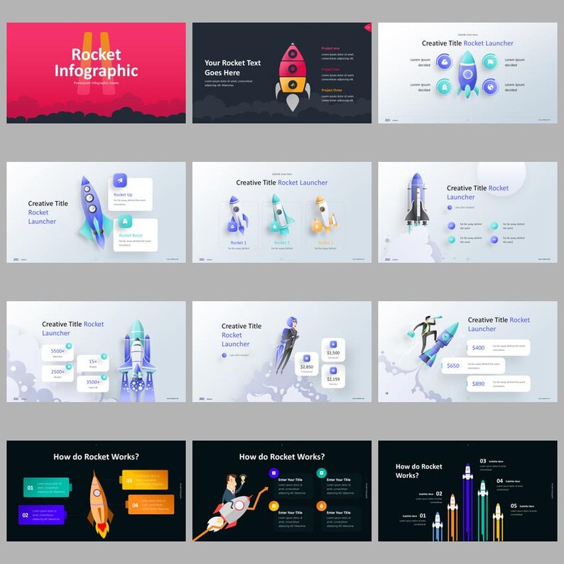 Rocket Infographic Creative Powerpoint Template | Growth & Startup ...