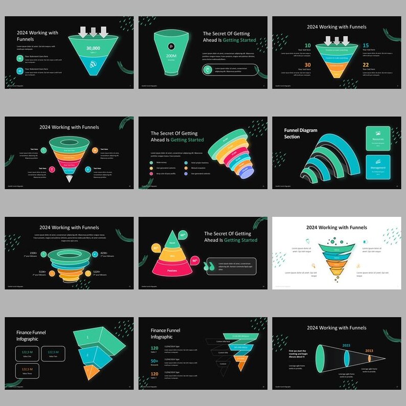 Doodle Funnel Infographic Powerpoint Template | Business Sales Process ...