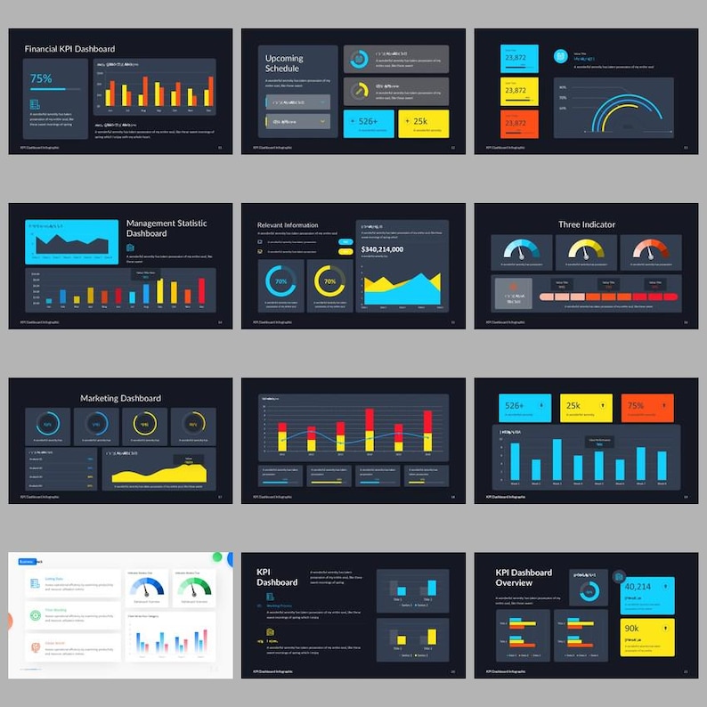 KPI Dashboard Infographic Powerpoint Template | Business Performance ...