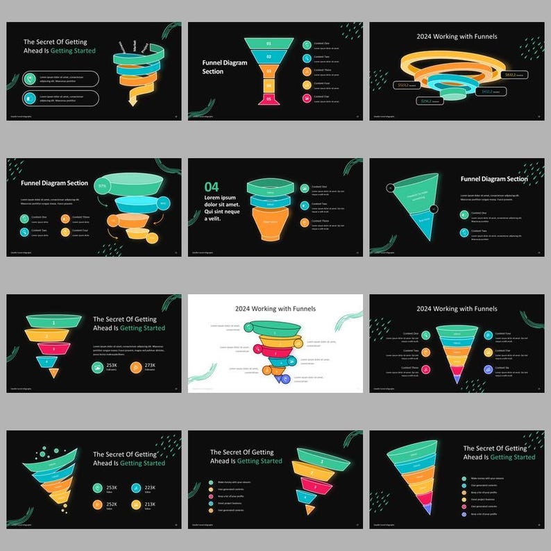 Doodle Funnel Infographic Powerpoint Template | Business Sales Process ...