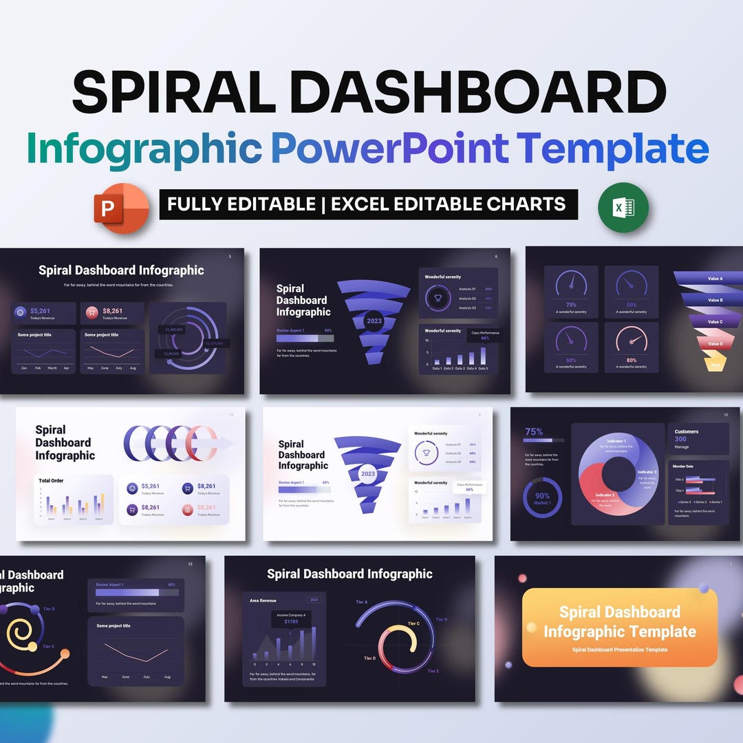 Spiral Dashboard Infographic Powerpoint Template | Data Analysis ...