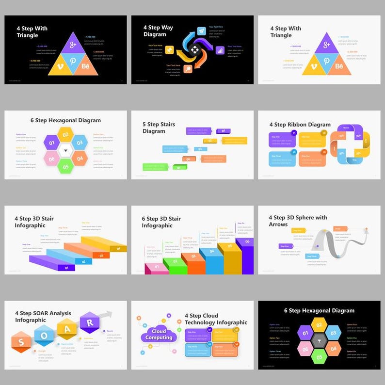 Step Infographic Powerpoint Template | Multi-stage Planning & Data ...
