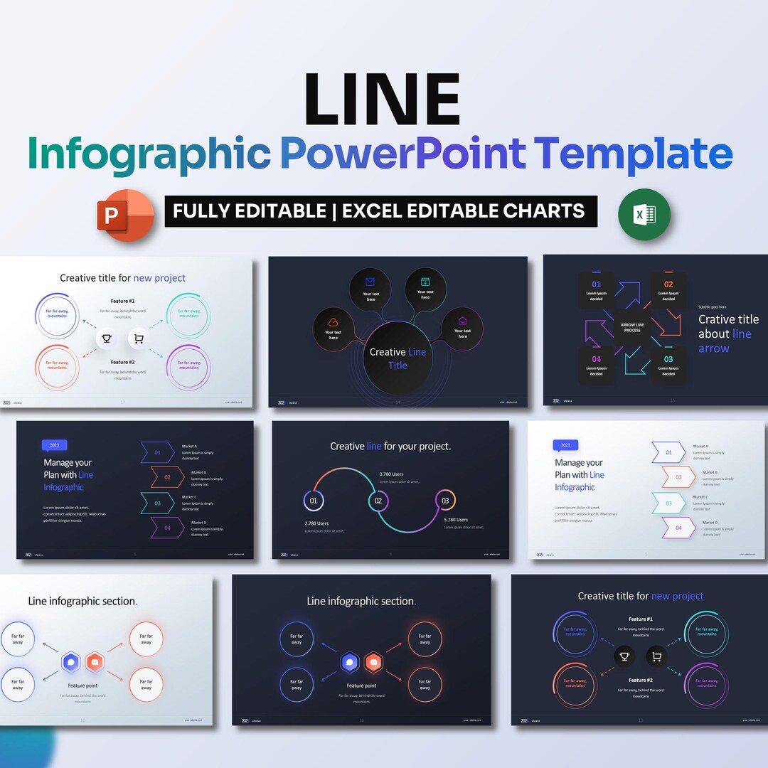 Line Infographic Powerpoint Template | Editable Data Chart & Growth ...