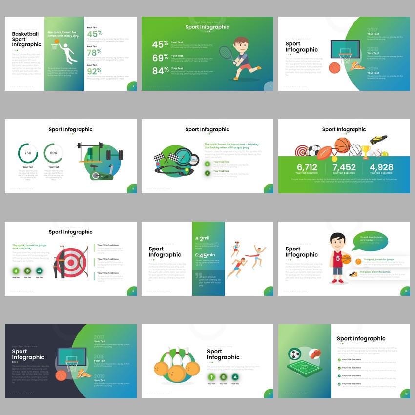 Sport Infographic Powerpoint Template | Fitness, Game Plan & Sports ...
