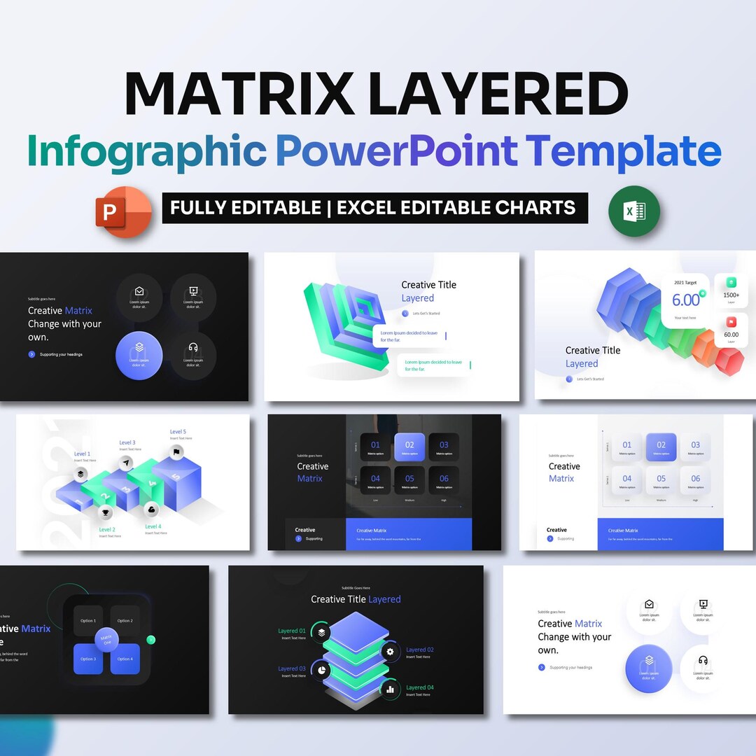 Matrix Layered Infographic Powerpoint | Competitive Strategy & Business ...
