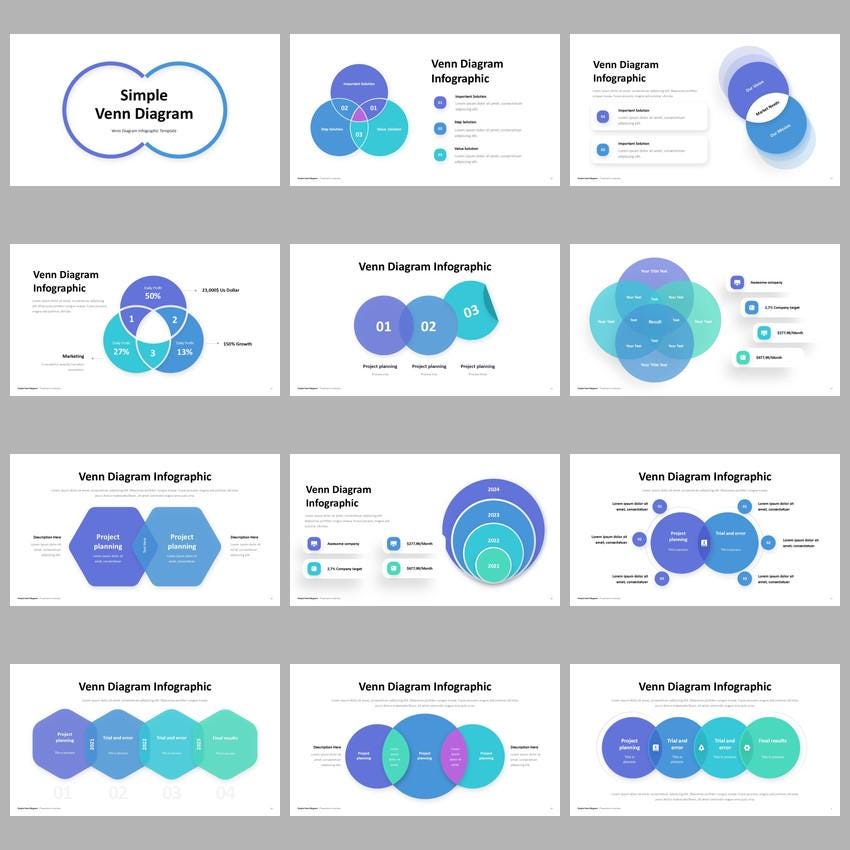 Venn Diagram Infographic Powerpoint Template | Business Overlap ...
