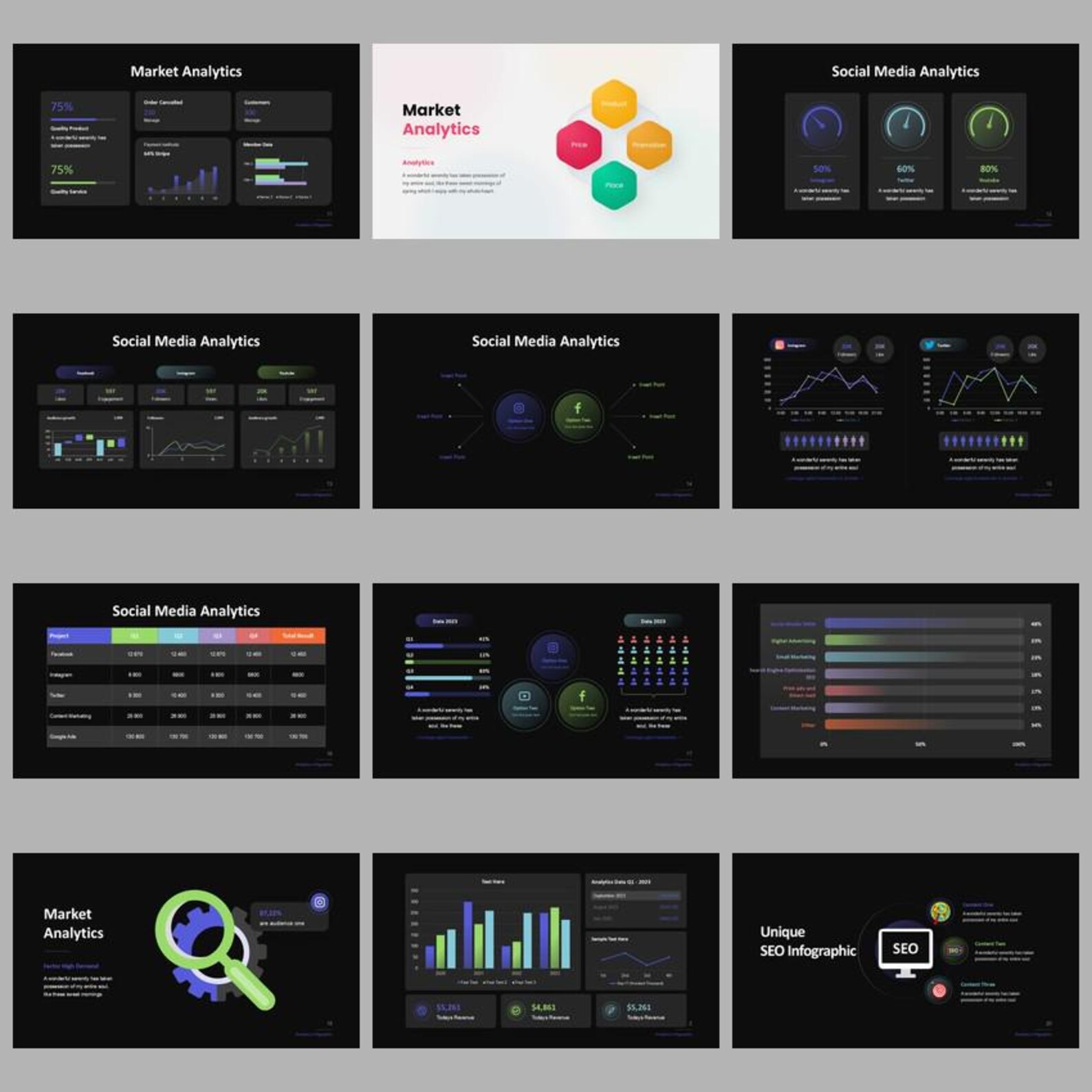 Analytic Market Powerpoint Template | Data-driven Business Slides ...
