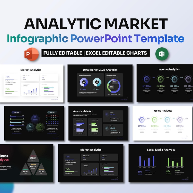 Analytic Market Powerpoint Template | Data-driven Business Slides ...