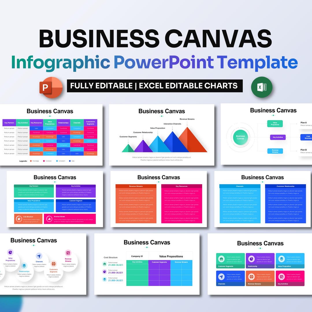 Business Canvas Infographic Powerpoint | Editable Business Model Slides ...